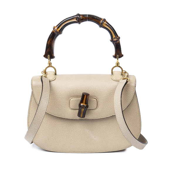 Gucci | Bags | Gucci Bamboo Top Handle In Vanilla Grained Leather ...